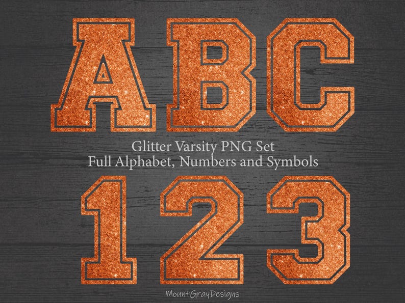 Orange Glitter Letters PNG, Faux Glitter Alphabet, College Varsity ...