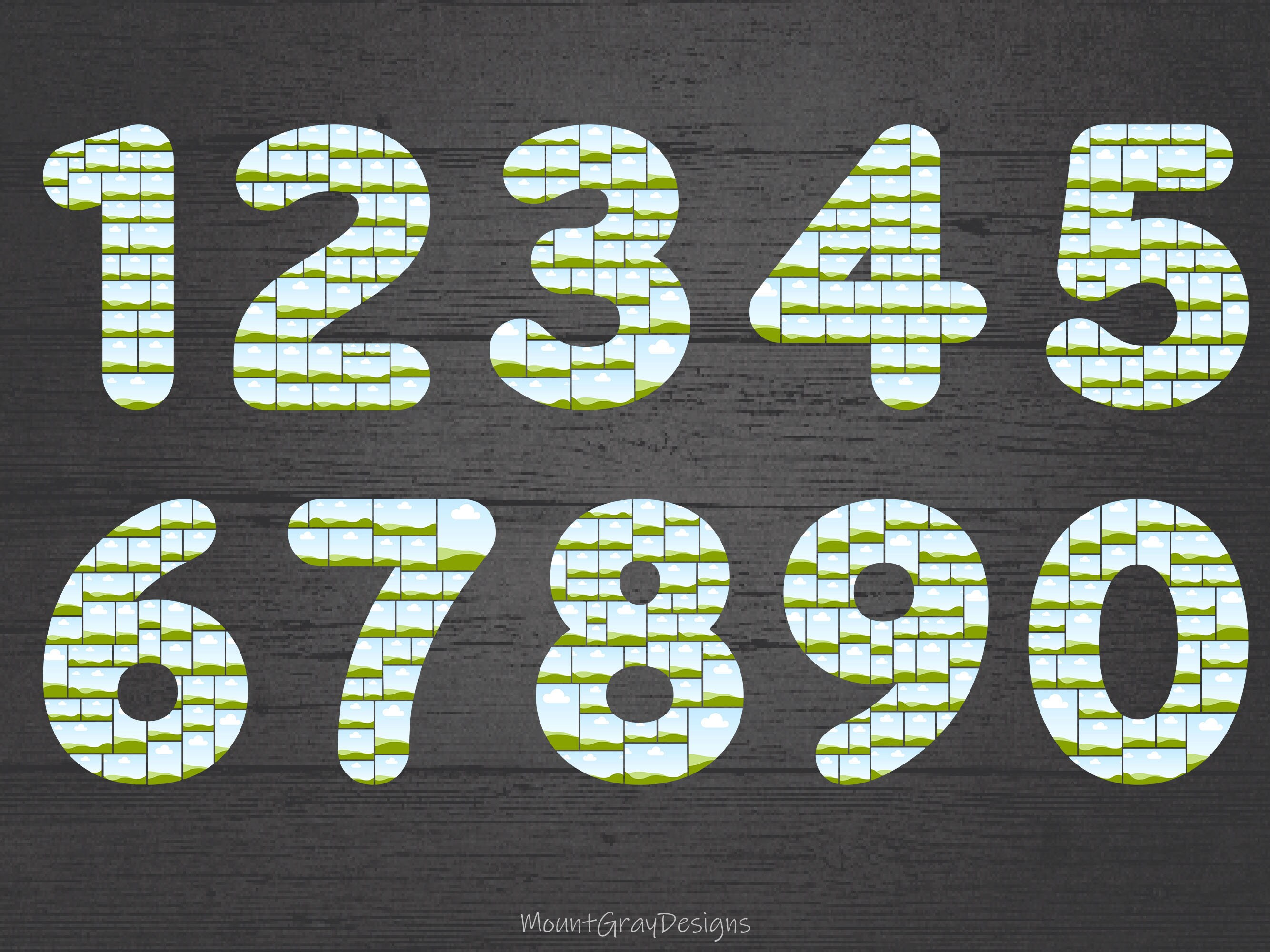 Number Photo Collage Template, Editable Canva Frames, Custom Picture ...