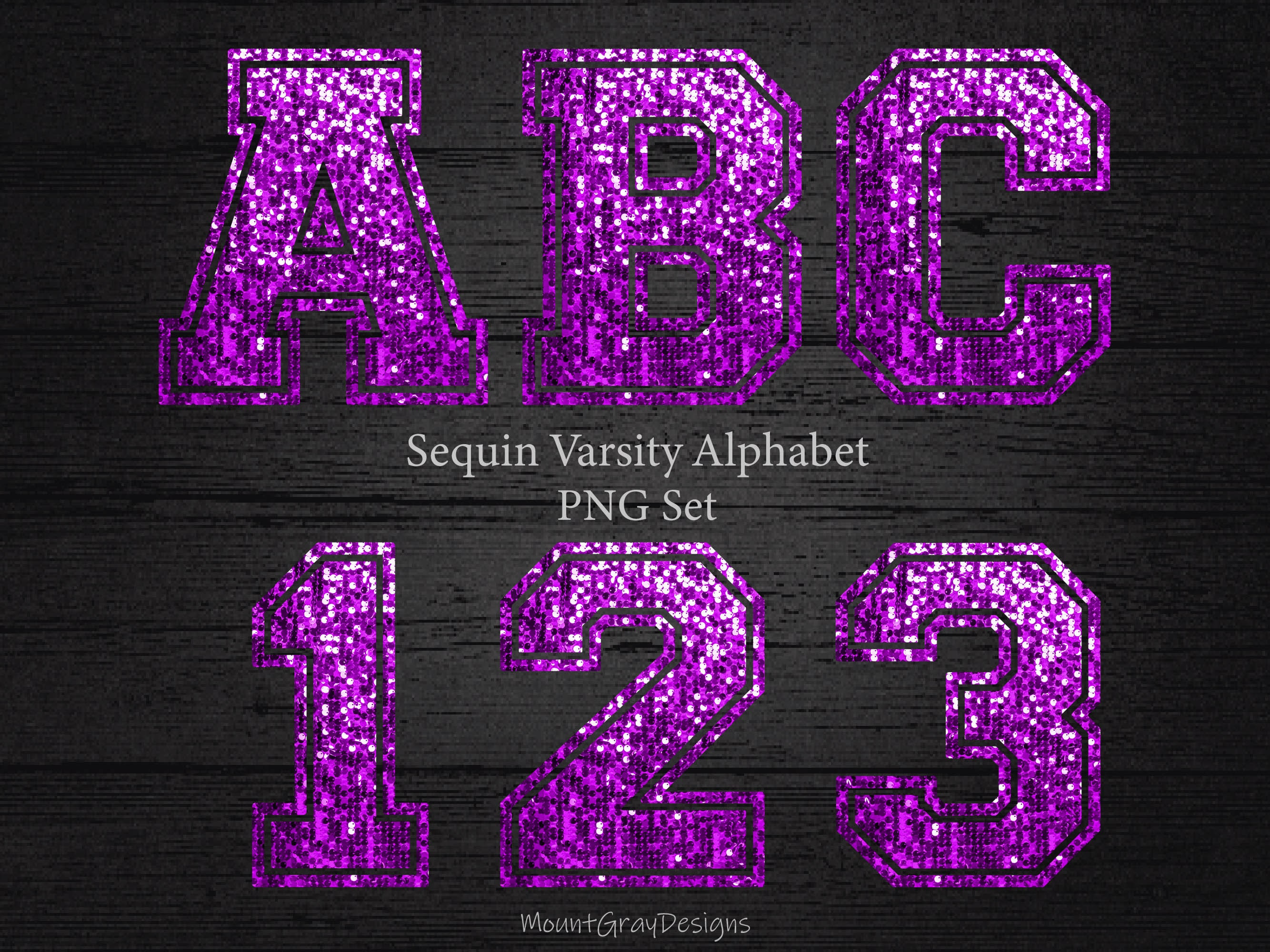Purple Sequin Letters PNG Set, Sports Jersey College Varsity Font ...