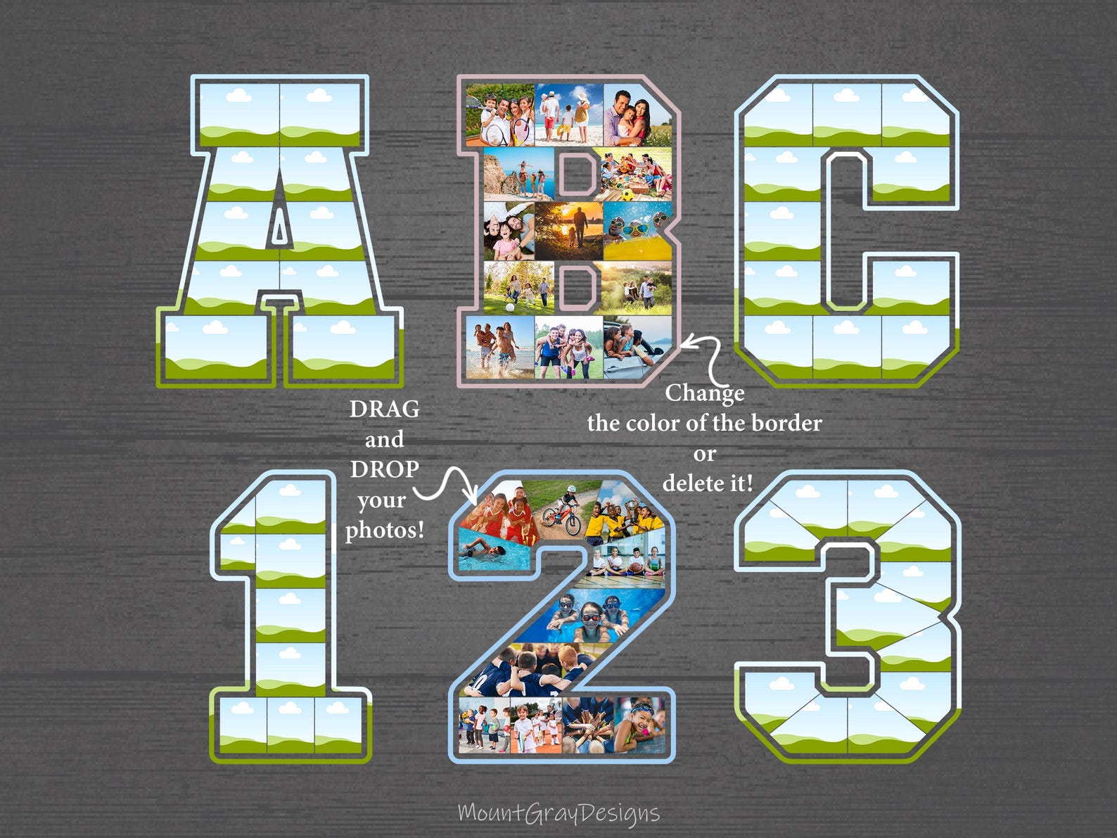 Letters & Numbers Photo Collage Template, Alphabet Photo Collage, Canva ...