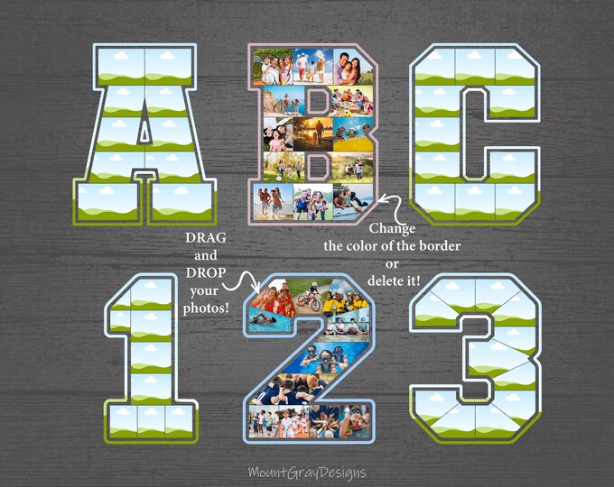 Letters & Numbers Photo Collage Template, Alphabet Photo Collage, Canva ...