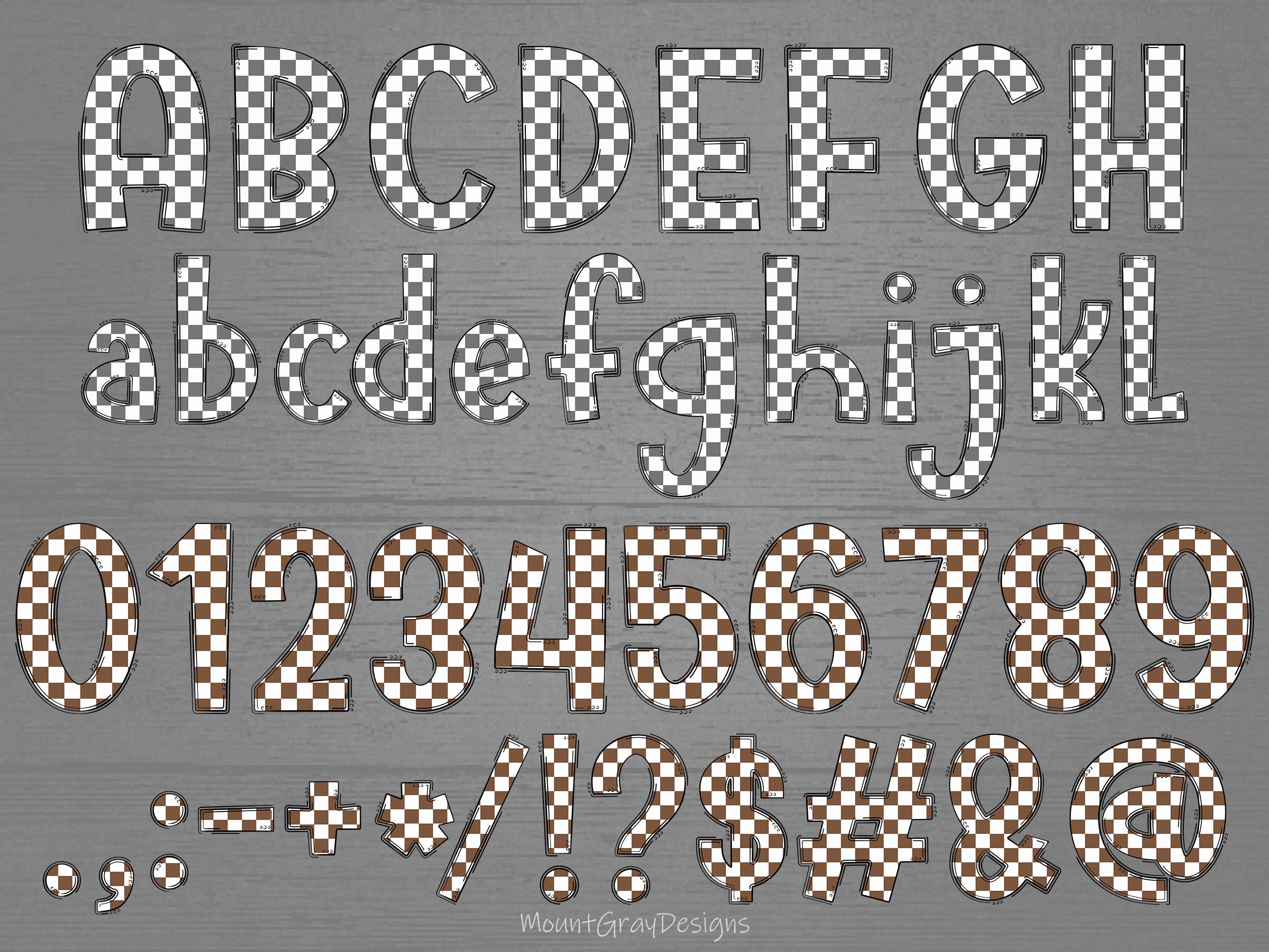 Checkered Doodle Letters PNG, Checkered Doodle Alphabet, Hand Drawn ...