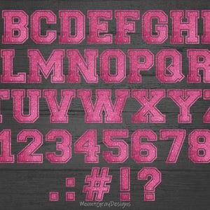 Glitter Letters PNG Set, Faux Glitter Alphabet and Numbers, College ...