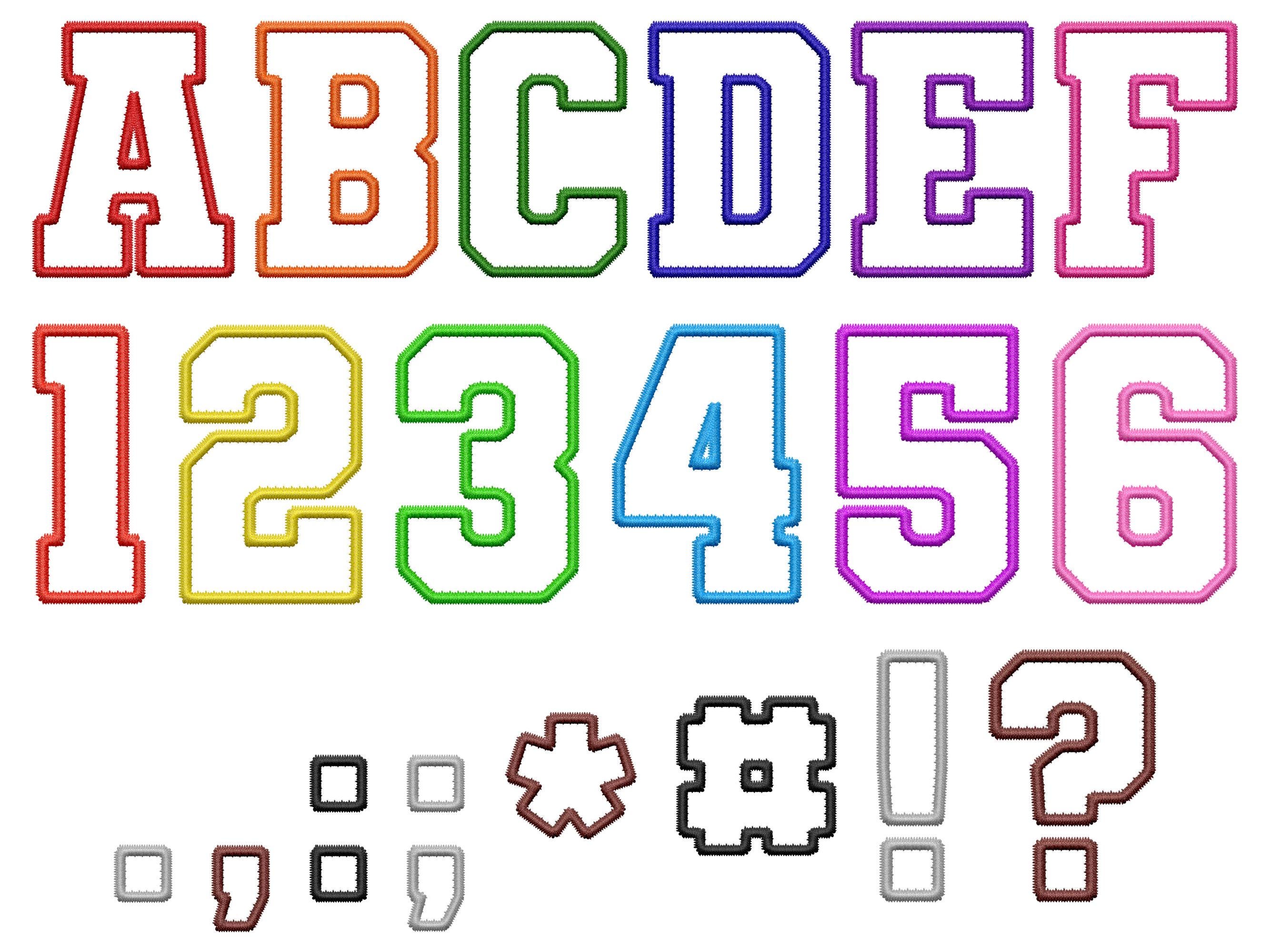 Faux Embroidery Frame Borders PNG, Sports Varsity Letters Bundle of 15 ...