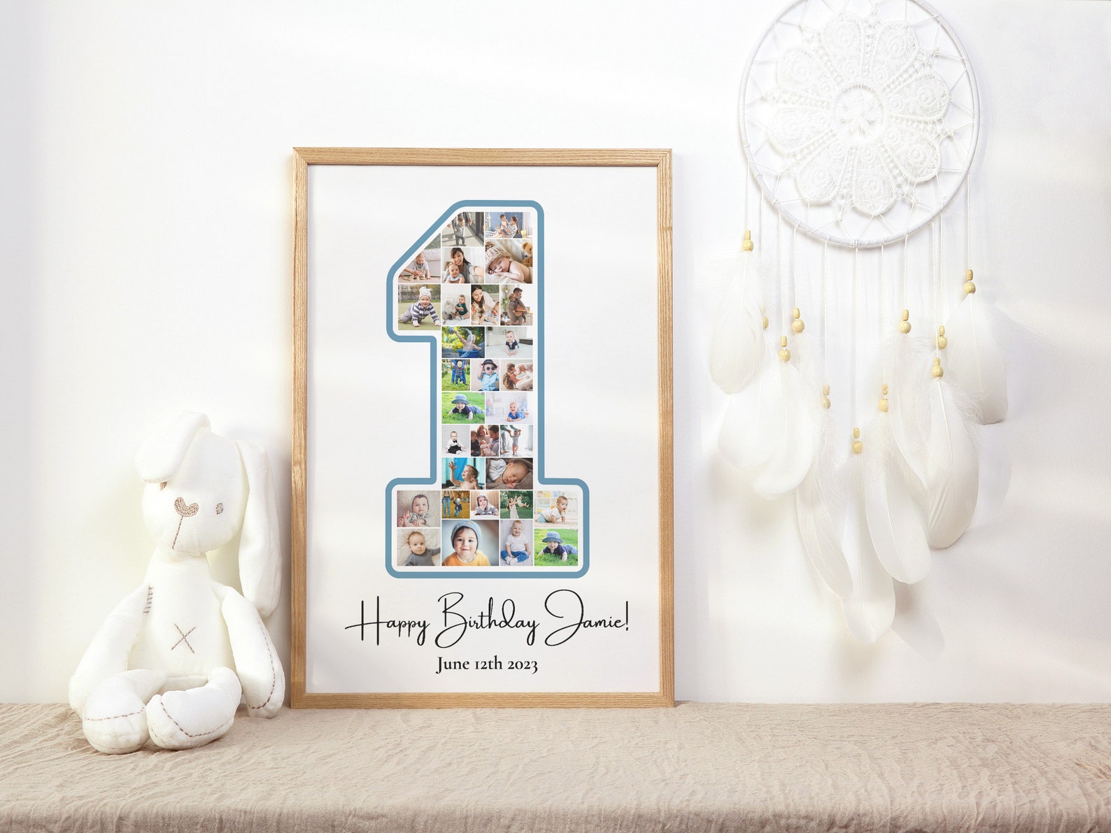 1st Birthday Photo Collage Template, 1st Anniversary Gift, Editable ...