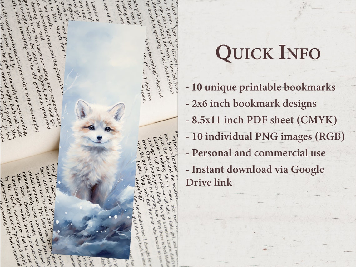 10 Watercolor Arctic Animals Printable Bookmarks PNG & PDF Bookmark ...