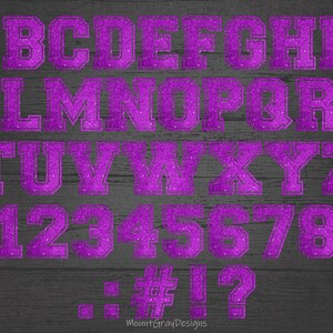 Glitter Letters PNG Set, Faux Glitter Alphabet and Numbers, College ...