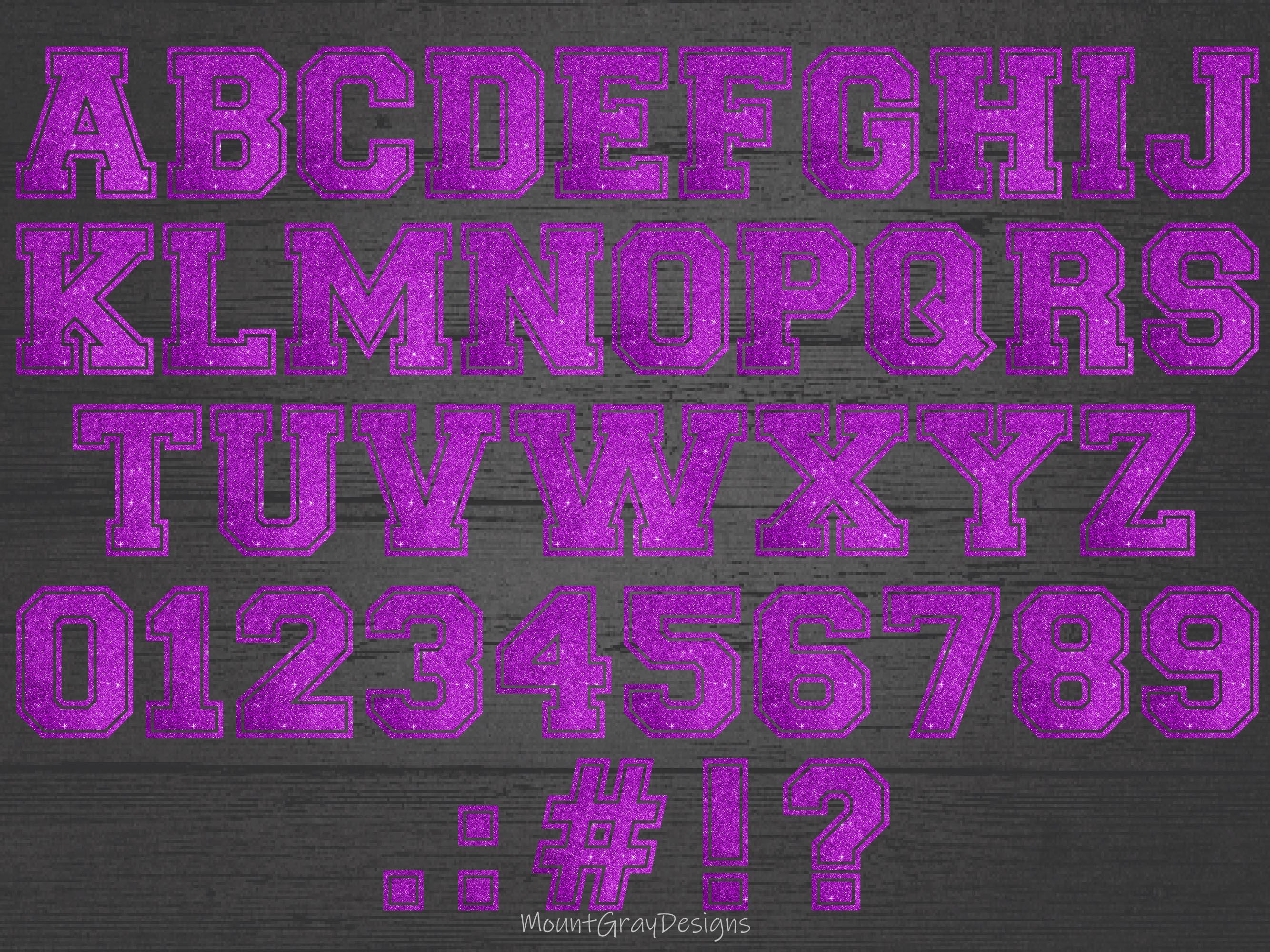 Glitter Letters PNG Set, Faux Glitter Alphabet and Numbers, College ...