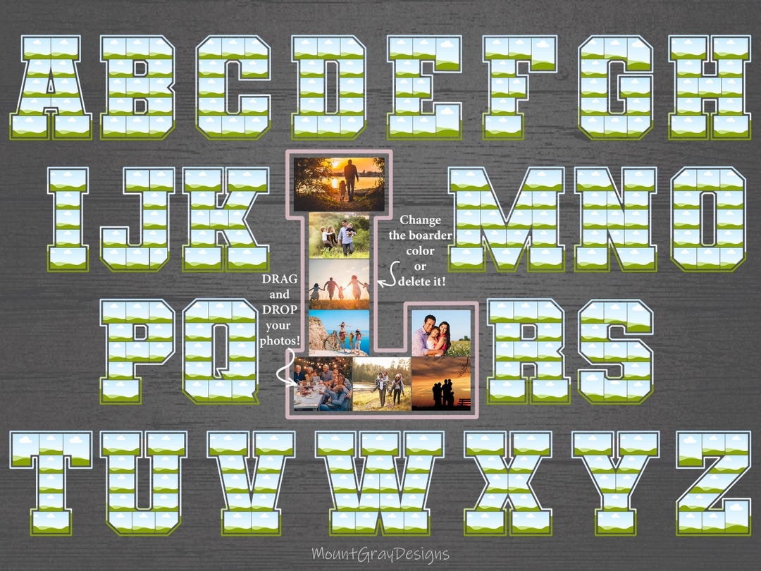Alphabet Photo Collage Template, Letter Photo Collage, Canva Frames ...
