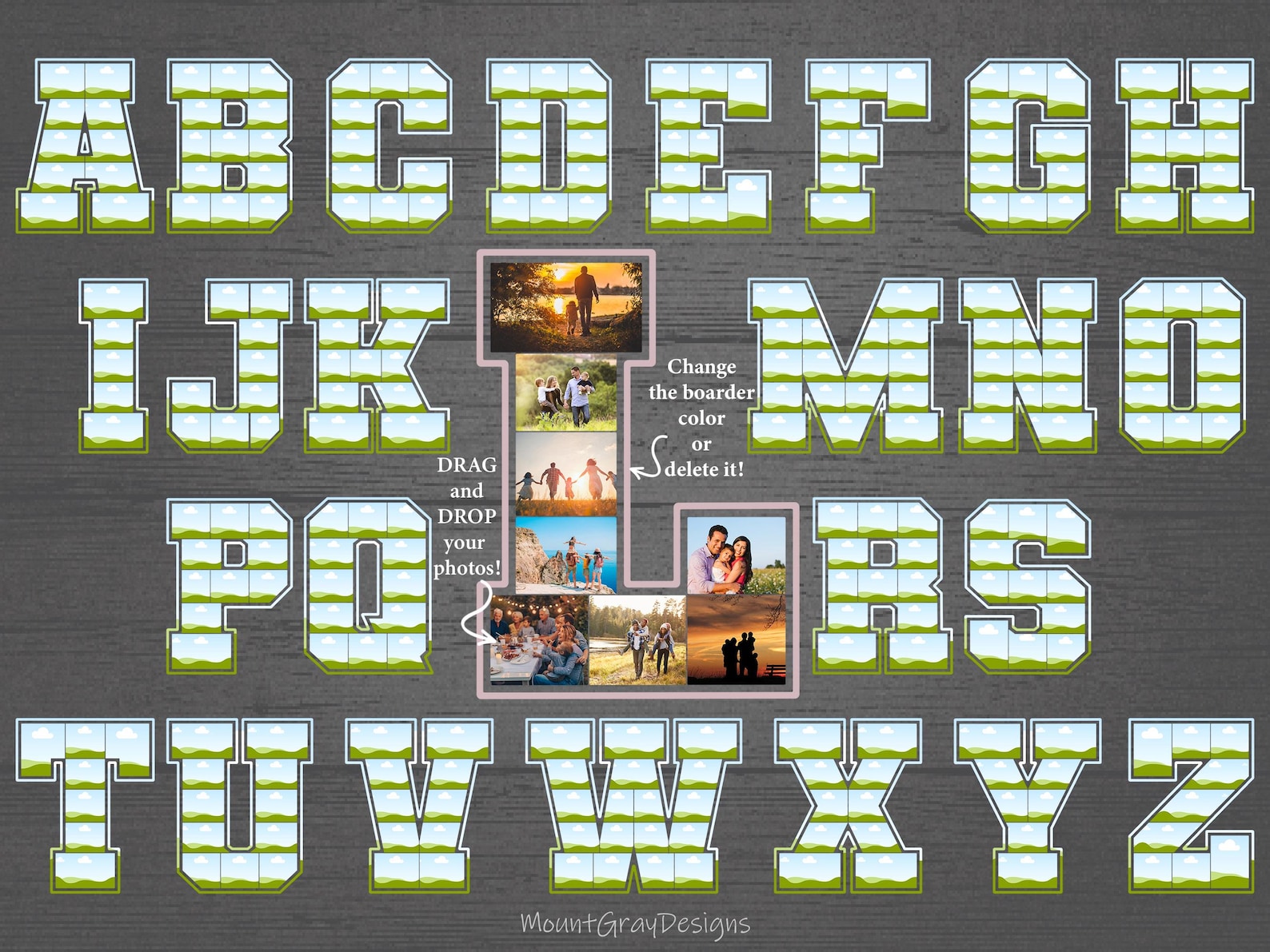 Alphabet Photo Collage Template, Letter Photo Collage, Canva Frames ...