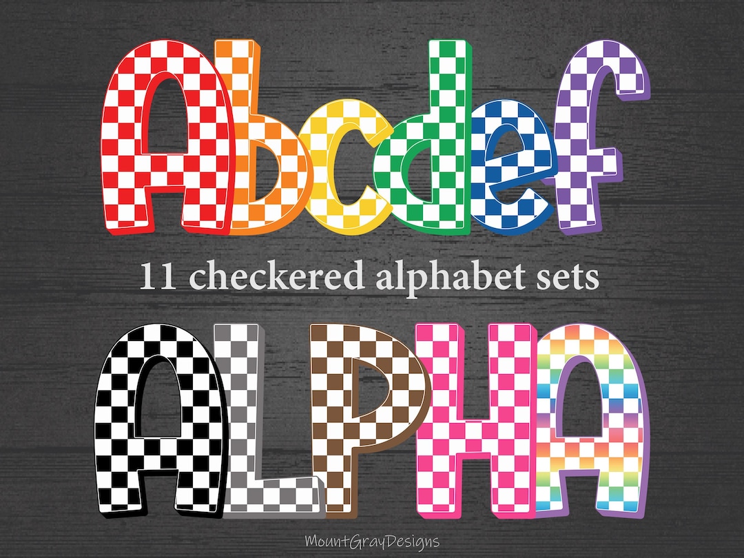 Checkered Doodle Letters PNG, Checkered Doodle Alphabet, Teacher ...