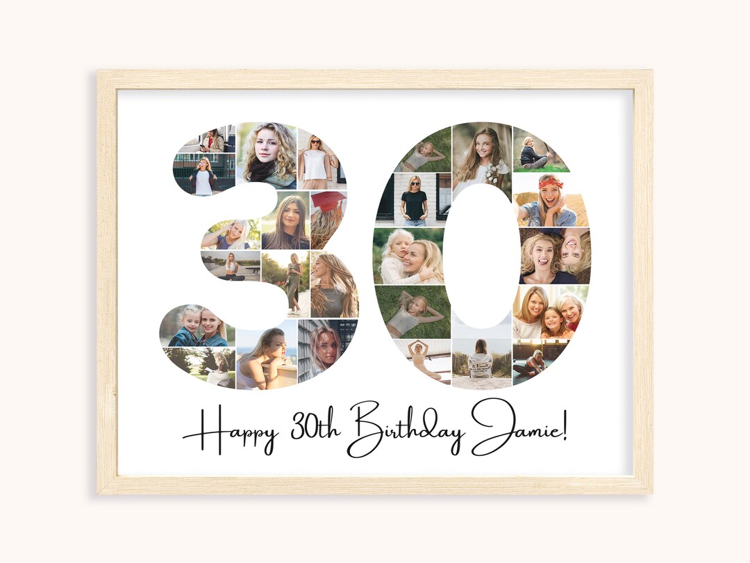 30th Birthday Photo Collage Template, 30th Anniversary Picture Collage ...