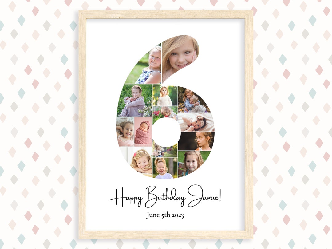 6th Birthday Photo Collage Template, Custom 6th Anniversary Collage ...