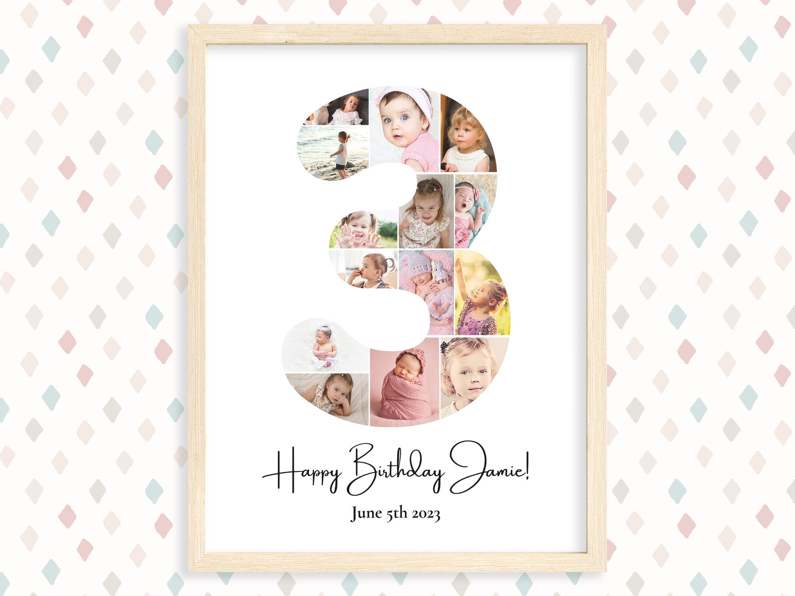 3rd Birthday Photo Collage Template, Custom Number Collage Canva Frame ...