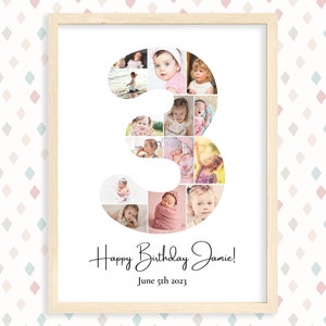3rd Birthday Photo Collage Template, Custom Number Collage Canva Frame ...