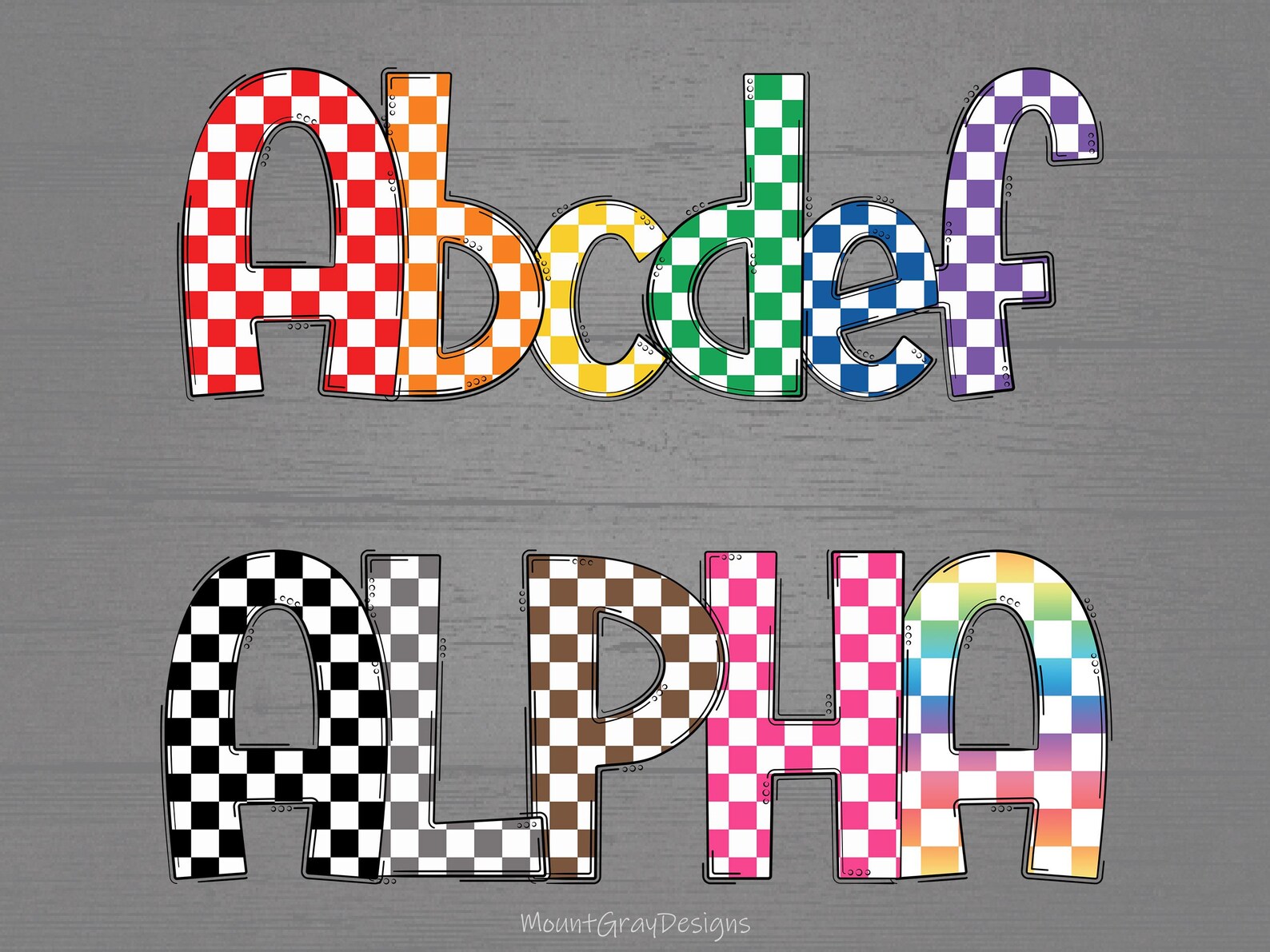 Checkered Doodle Letters PNG, Checkered Doodle Alphabet, Hand Drawn ...