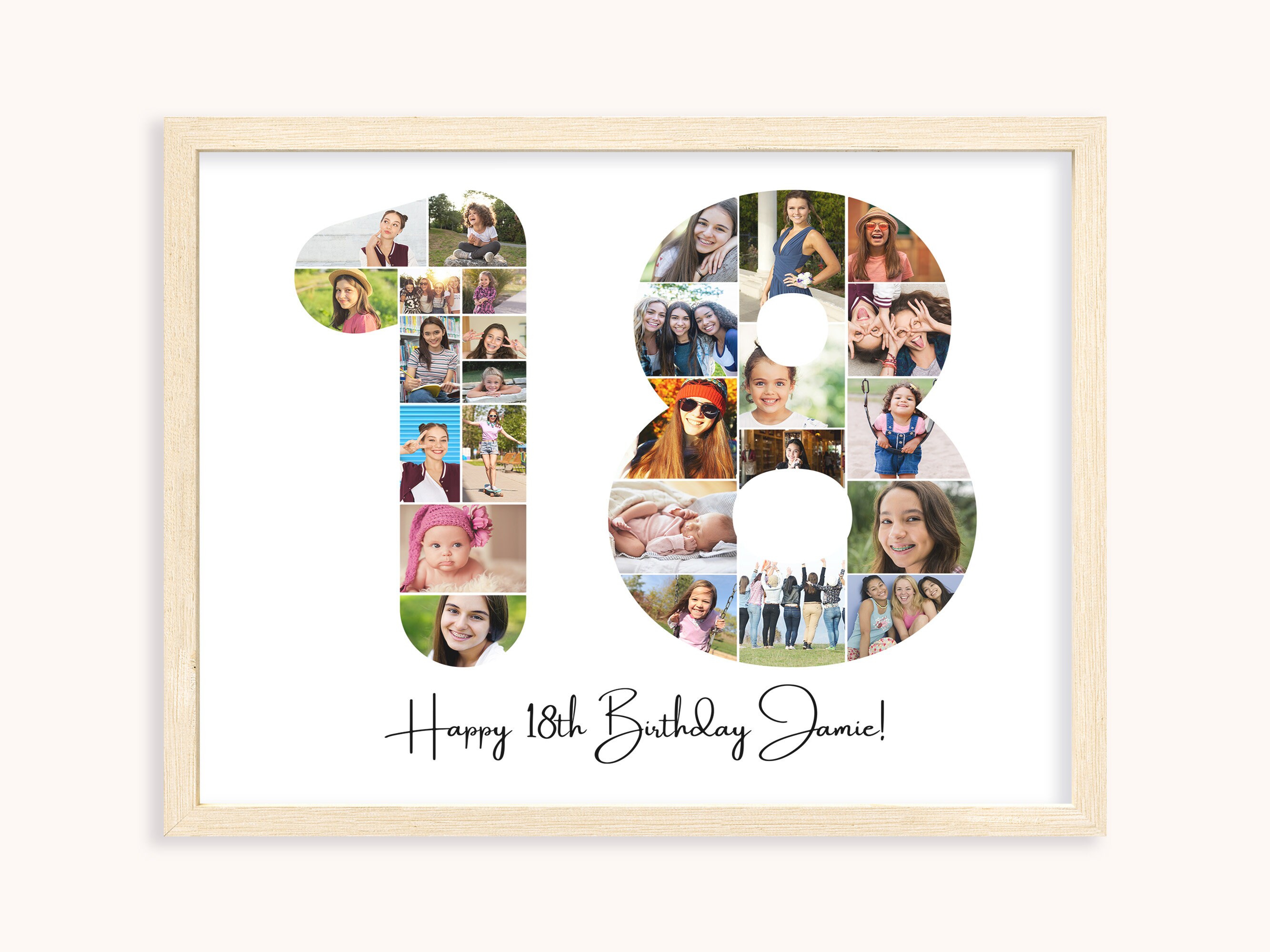 18th Birthday Photo Collage Template, Custom Number Collage Canva Frame ...