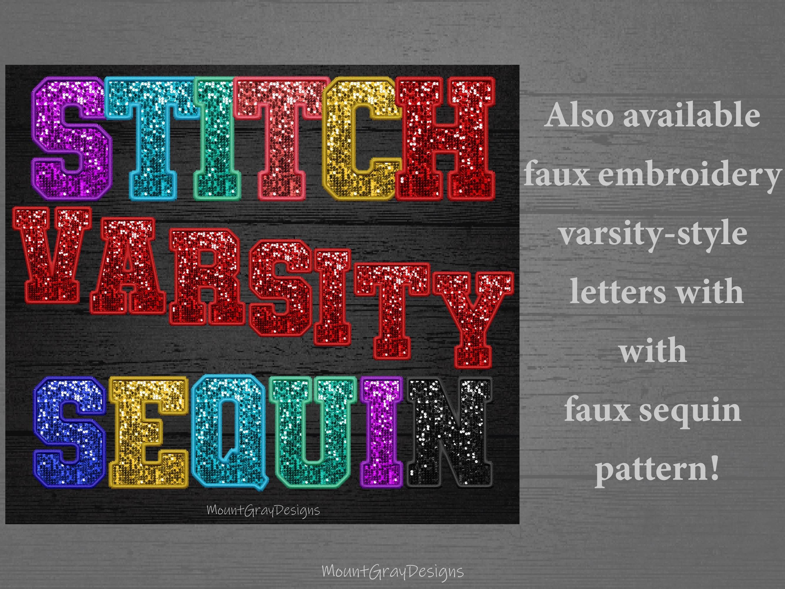 Faux Embroidery Letters PNG, Purple Glitter Varsity Letters, Collegiate ...