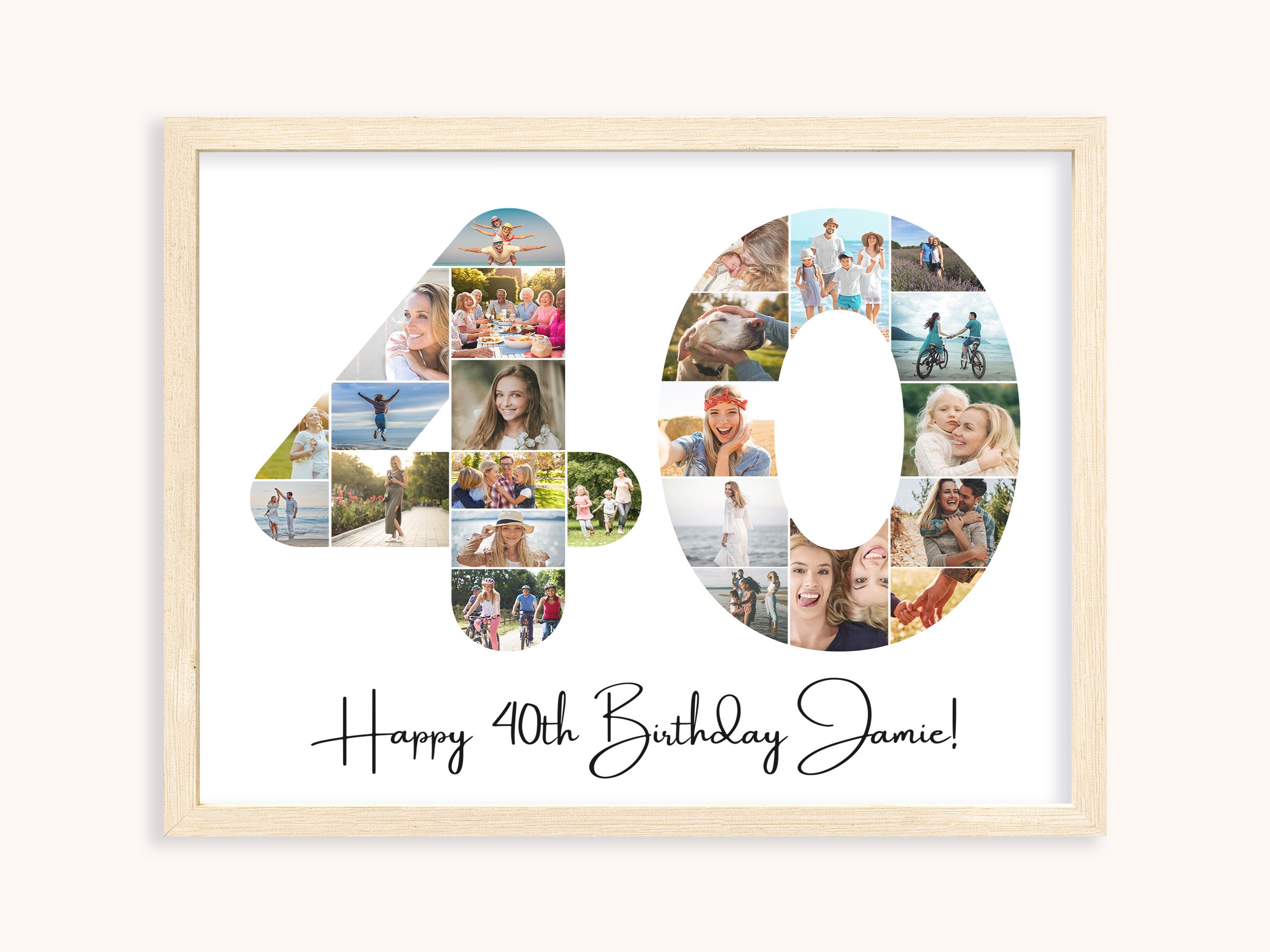 40th Birthday Photo Collage Template, Custom Number Collage Canva Frame ...