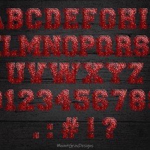 Faux Sequin Letters PNG, Red Varsity Letters, Collegiate Font, Sports ...