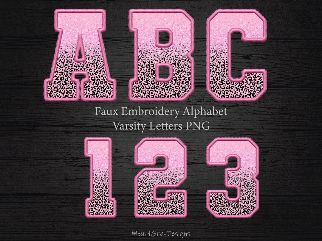Faux Embroidery Leopard Alpha PNG Set, Pink Black Glitter Leopard ...