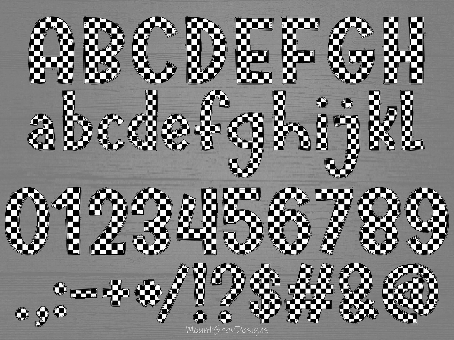 Checkered Doodle Letters PNG, Checkered Doodle Alphabet, Hand Drawn ...