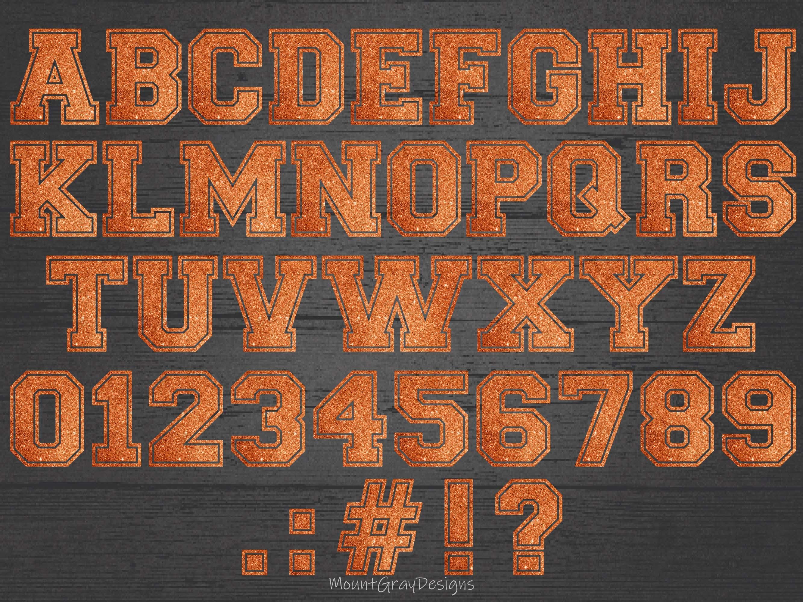 Orange Glitter Letters PNG, Faux Glitter Alphabet, College Varsity ...