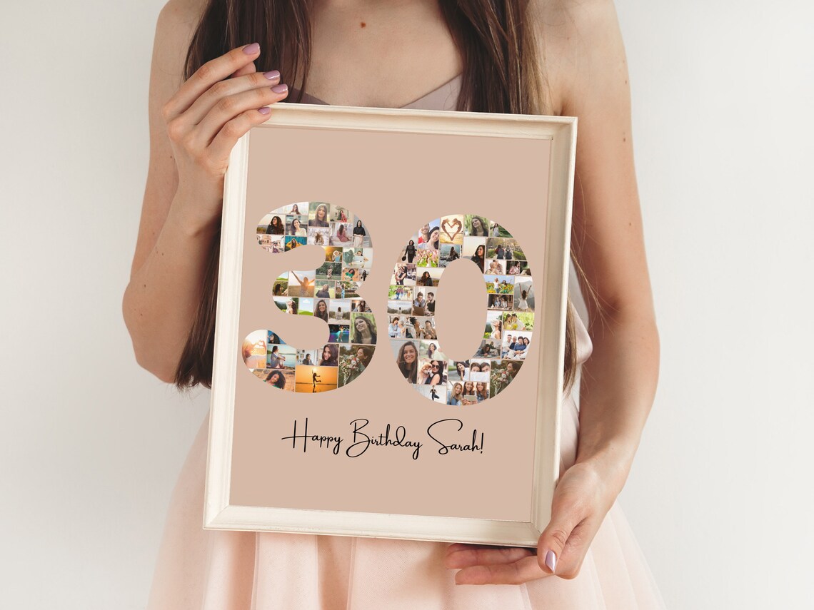 Number Photo Collage Template, Editable Canva Frames, Custom Picture ...