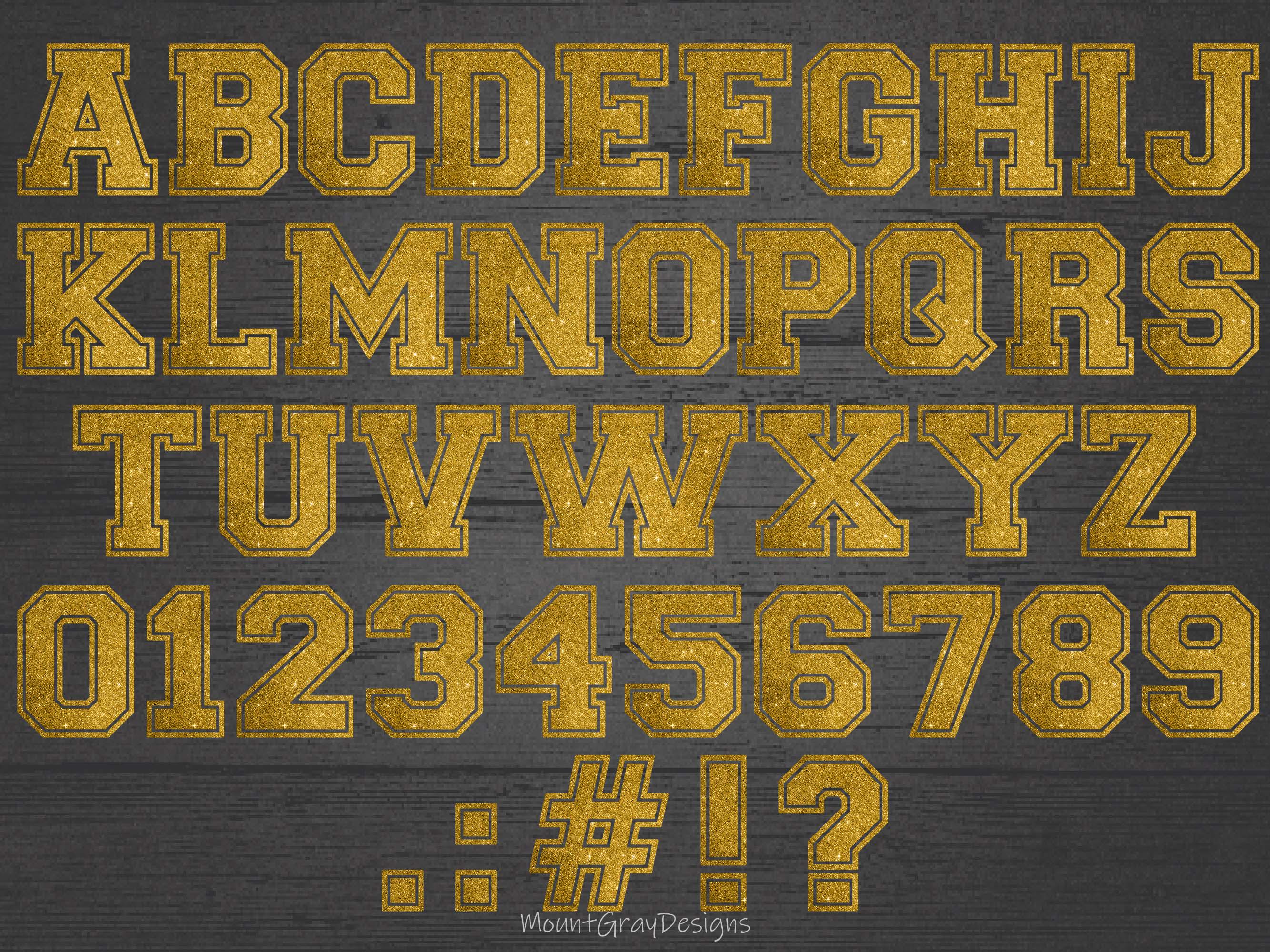 Glitter Letters PNG Set, Faux Glitter Alphabet and Numbers, College ...