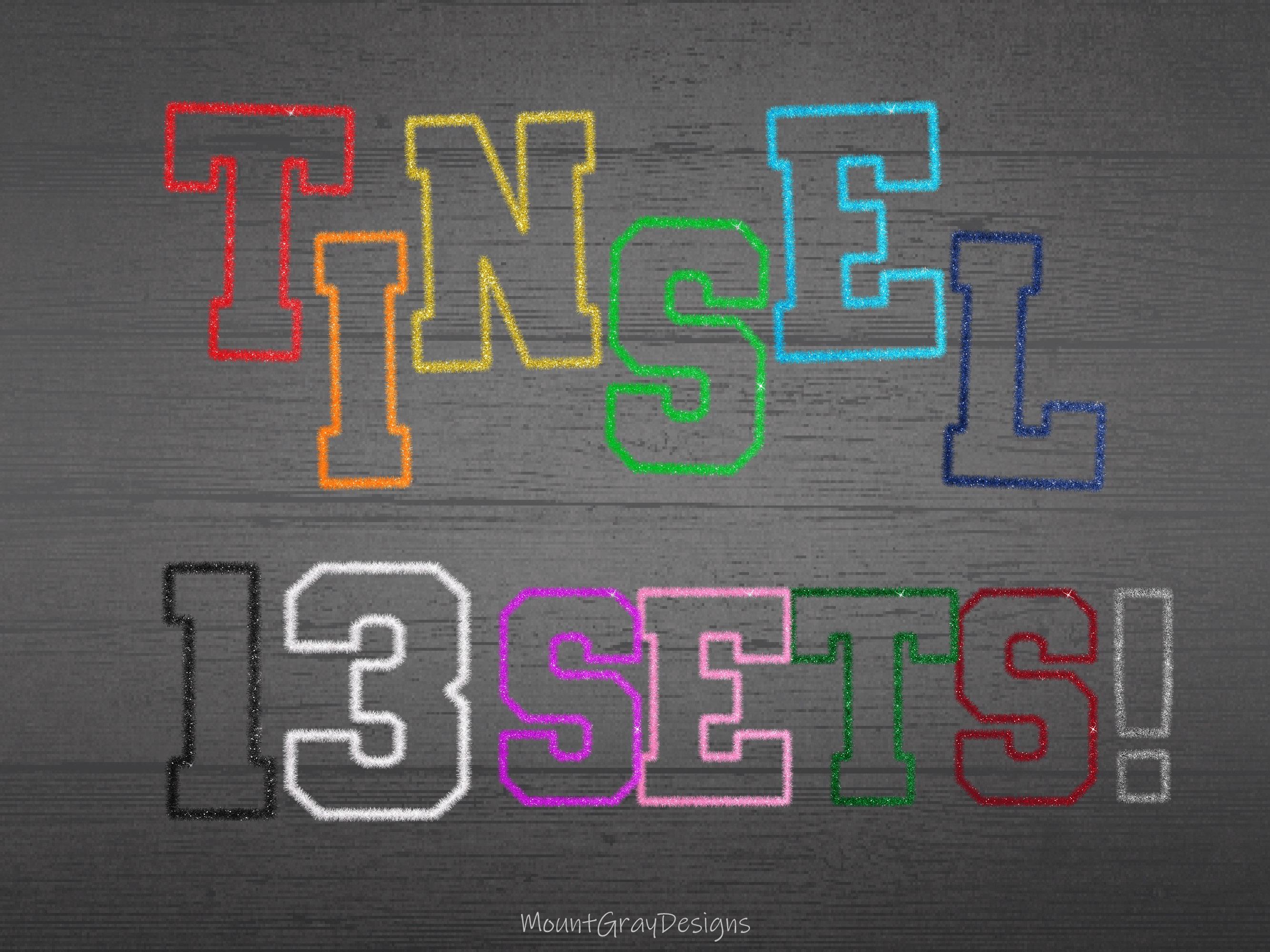 Tinsel Letters PNG Outline Bundle, Christmas Font PNG, Varsity ...