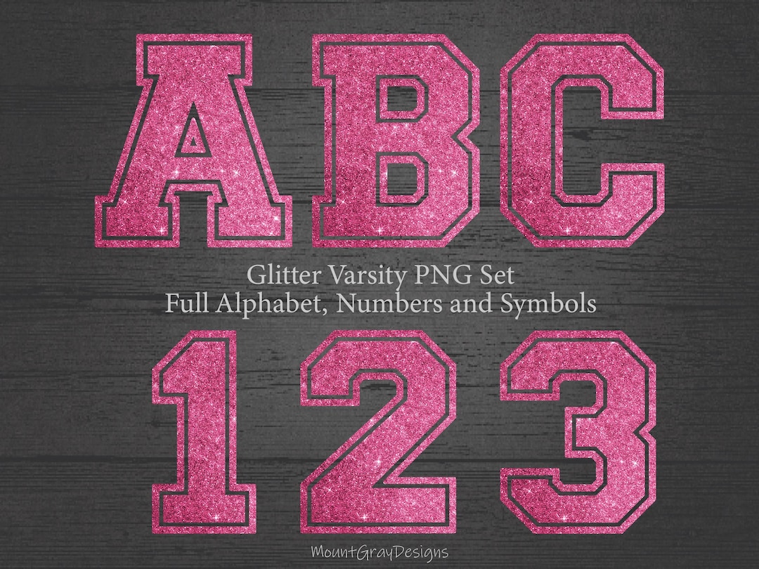 Pink Glitter Letters PNG, Faux Glitter Alphabet, College Varsity ...