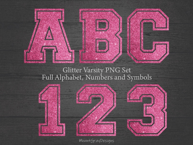 Pink Glitter Letters PNG, Faux Glitter Alphabet, College Varsity ...
