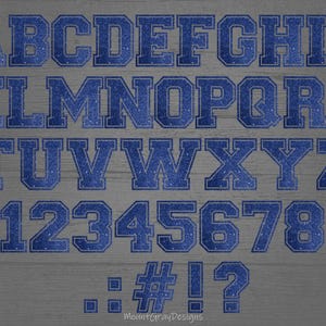 Faux Glitter Letters PNG, Blue Varsity Letters, Collegiate Font, Sports ...