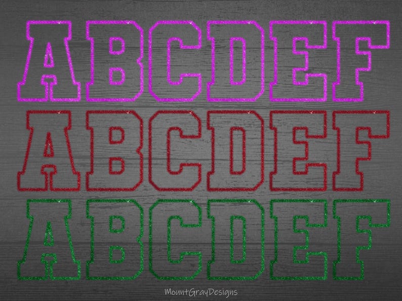 Tinsel Letters PNG Outline Bundle, Christmas Font PNG, Varsity ...