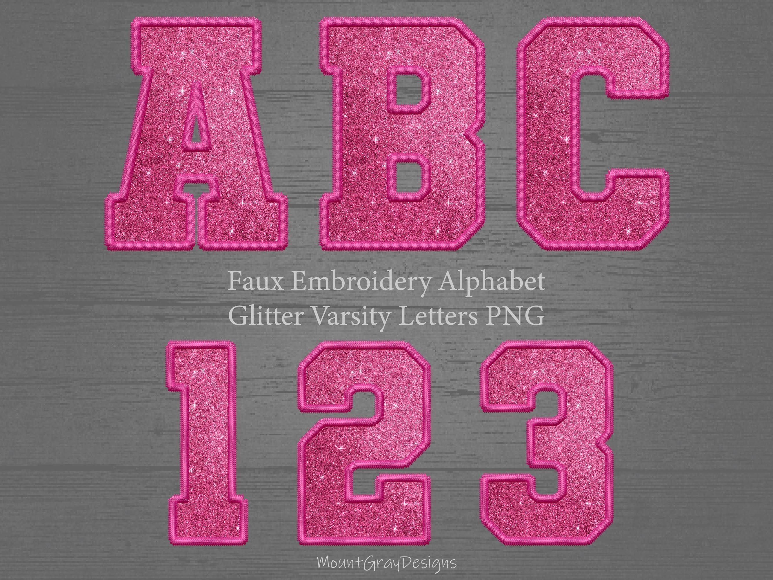 Faux Embroidery Letters PNG, Pink Glitter Letters PNG, Faux Glitter ...
