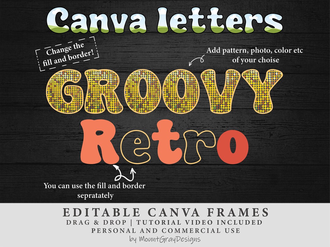 Canva Letter Frames, Canva Alphabet Template, Retro Groovy Font PNG ...