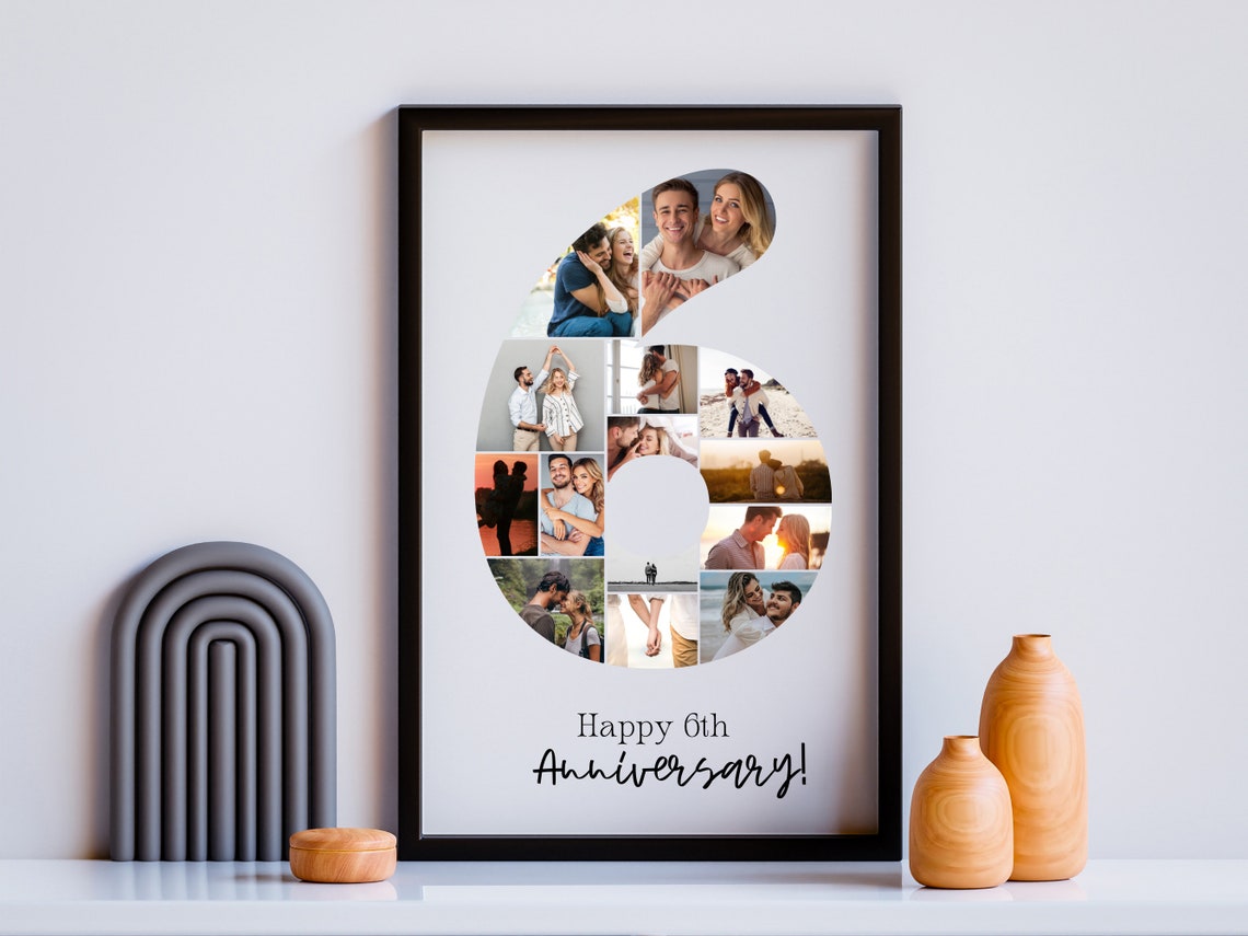 Number Photo Collage Template, Editable Canva Frames, Custom Picture ...