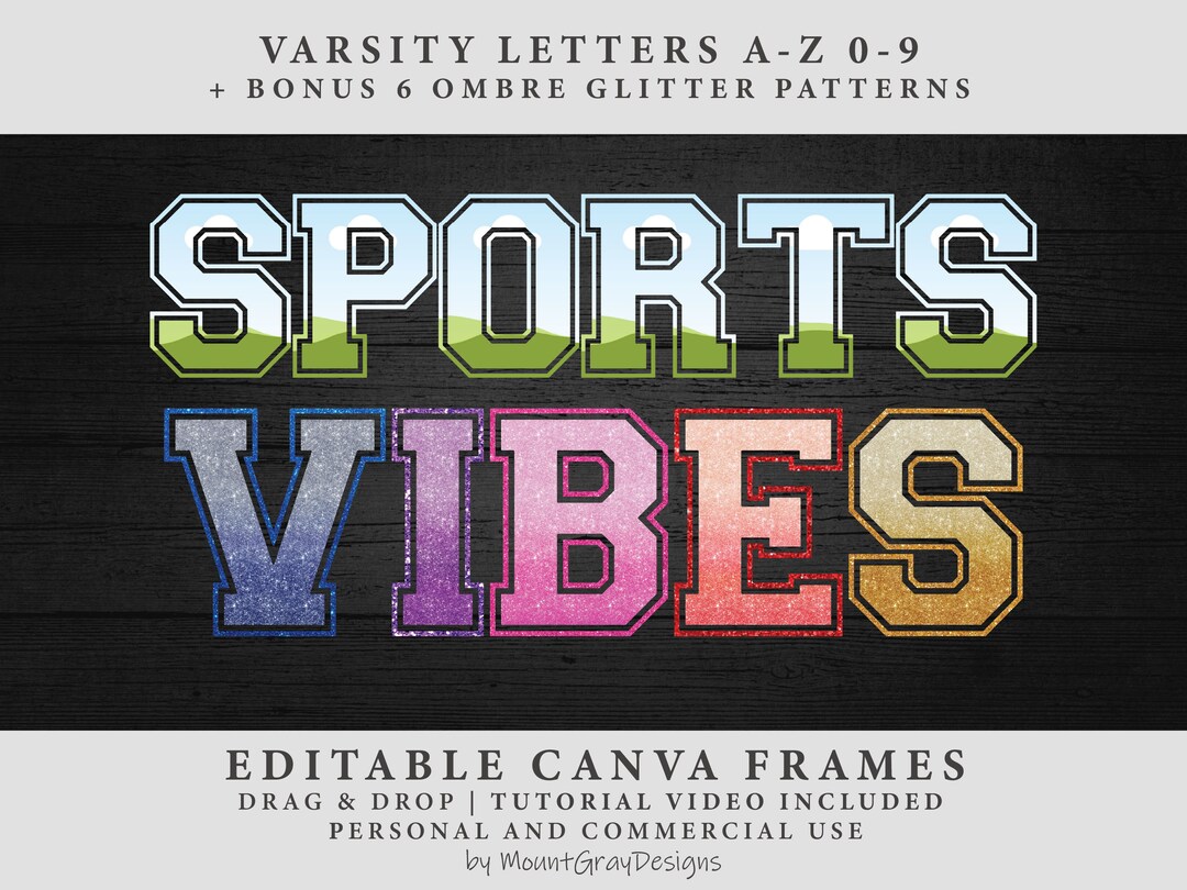 Editable Canva Varsity Letters Template, PNG, Sports Letters, College ...