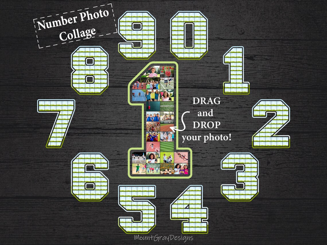 Number Photo Collage Template, Editable Canva Frames Template, Custom ...