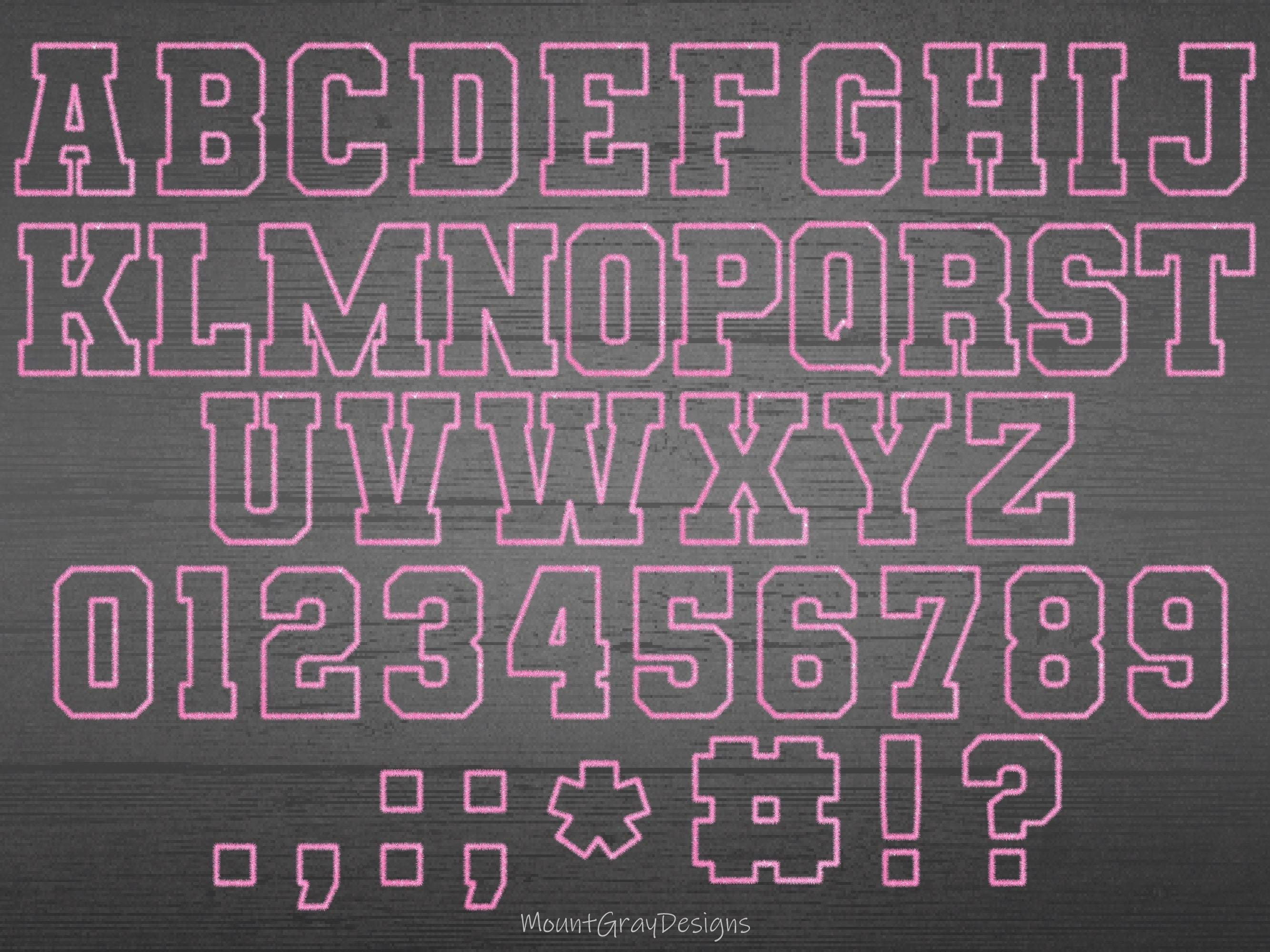 Tinsel Letters PNG Outline Bundle, Christmas Font PNG, Varsity ...