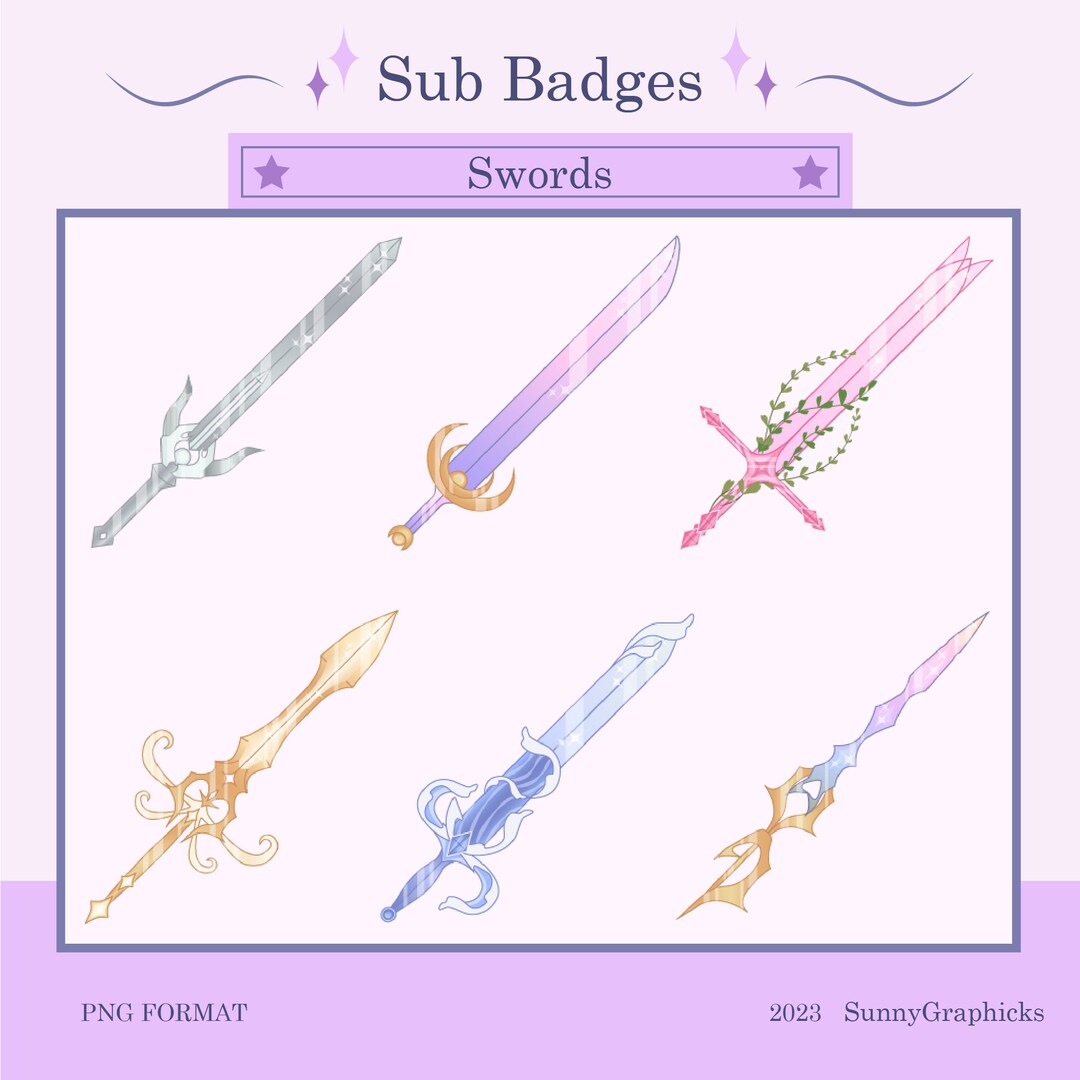 6 Sword Twitch Badges twitch Sub Badges Twitch Subscriber Badges Twitch ...