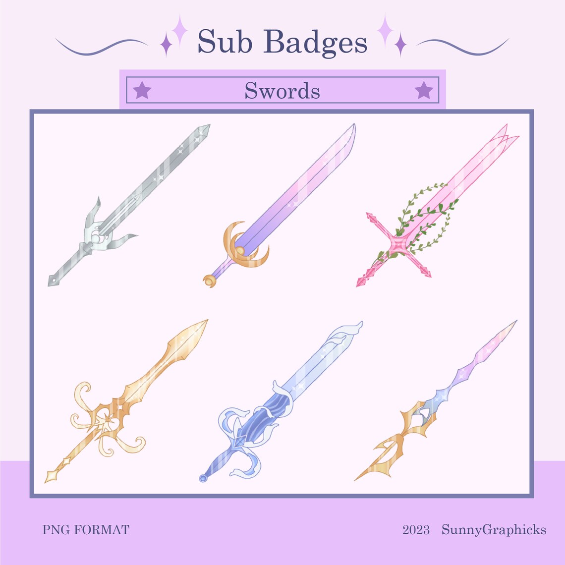 6 Sword Twitch Badges twitch Sub Badges Twitch Subscriber Badges Twitch ...