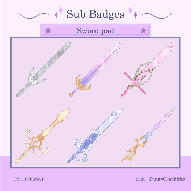 6 Sword Twitch Badges twitch Sub Badges Twitch Subscriber - Etsy