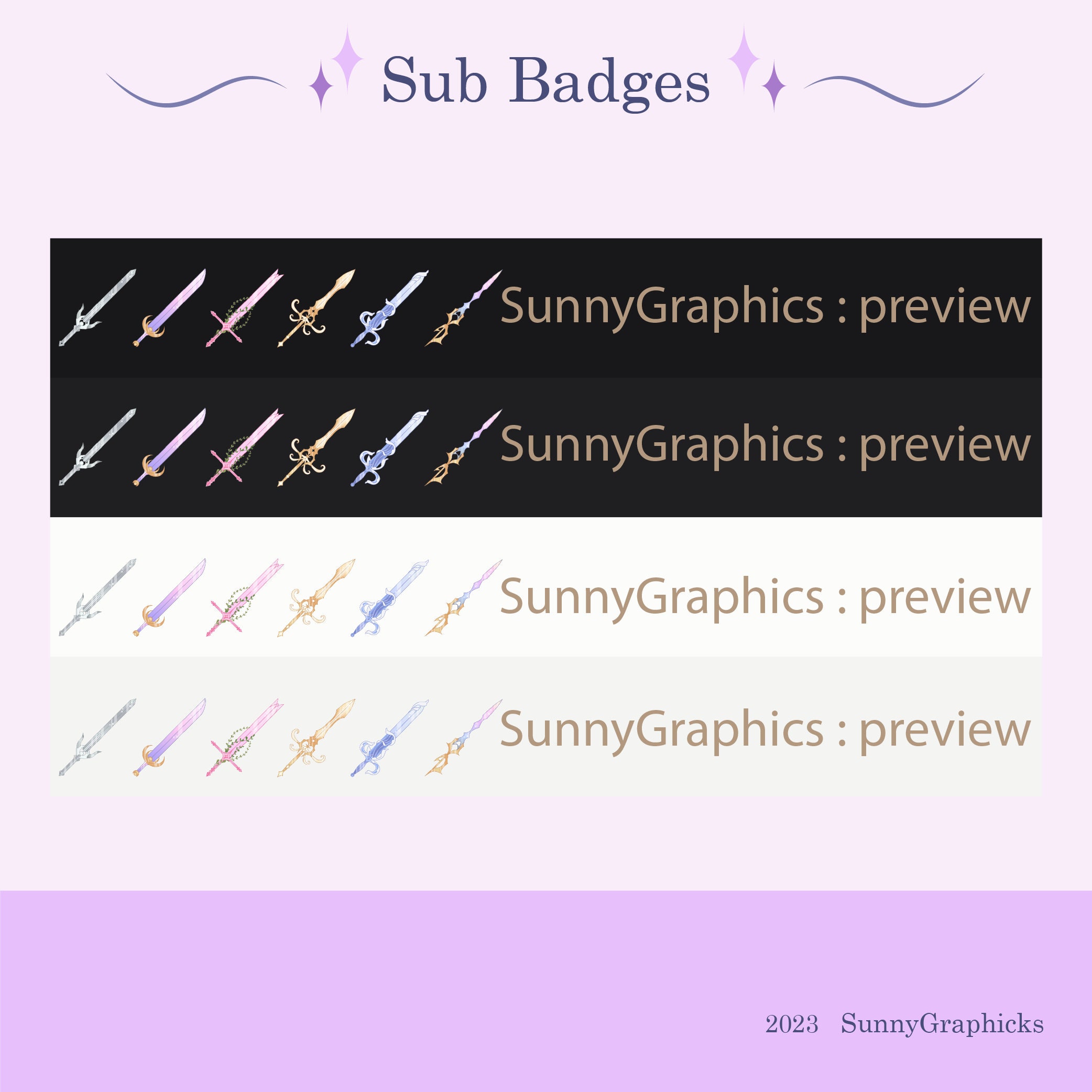 6 Sword Twitch Badges twitch Sub Badges Twitch Subscriber Badges Twitch ...