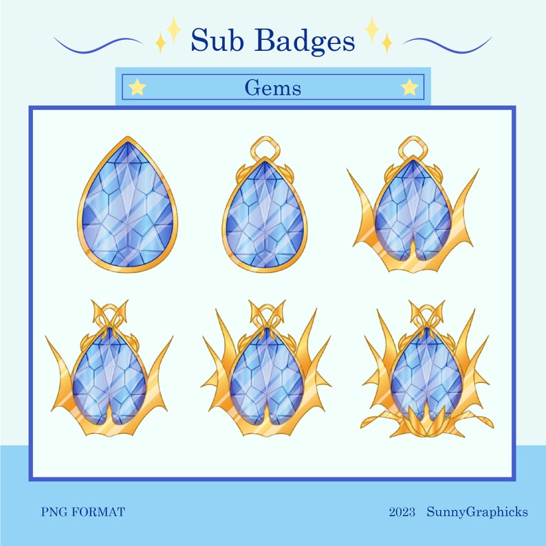 6 Gem Twitch Badges twitch Sub Badges Crystal Sub Badges - Etsy