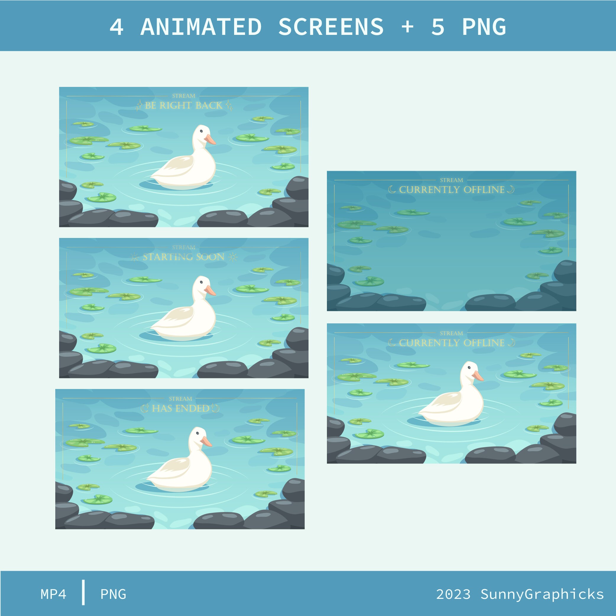 Animated Cozy Twitch Overlay Duck Themed Cotagecore Stream Package ...