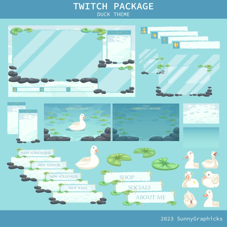 Animated Cozy Twitch Overlay Duck Themed Cotagecore Stream Package ...