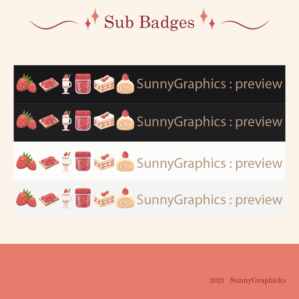 Strawberry Twitch Badges Twitch Sub Badges Twitch Subscriber Badges ...