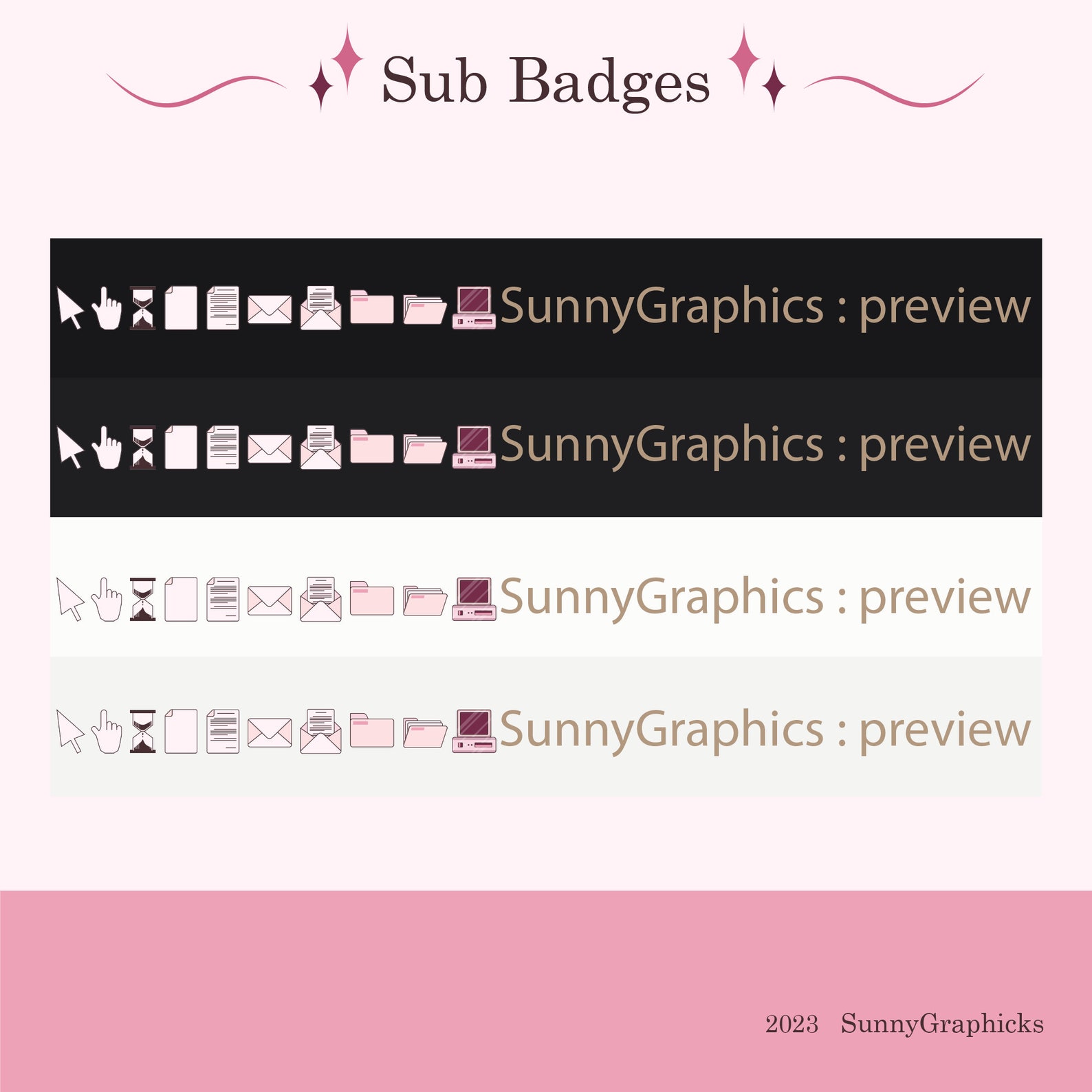 10 PC Twitch Sub Badges Sub Badges Pink Sub Badges Twitch Bit Badges ...