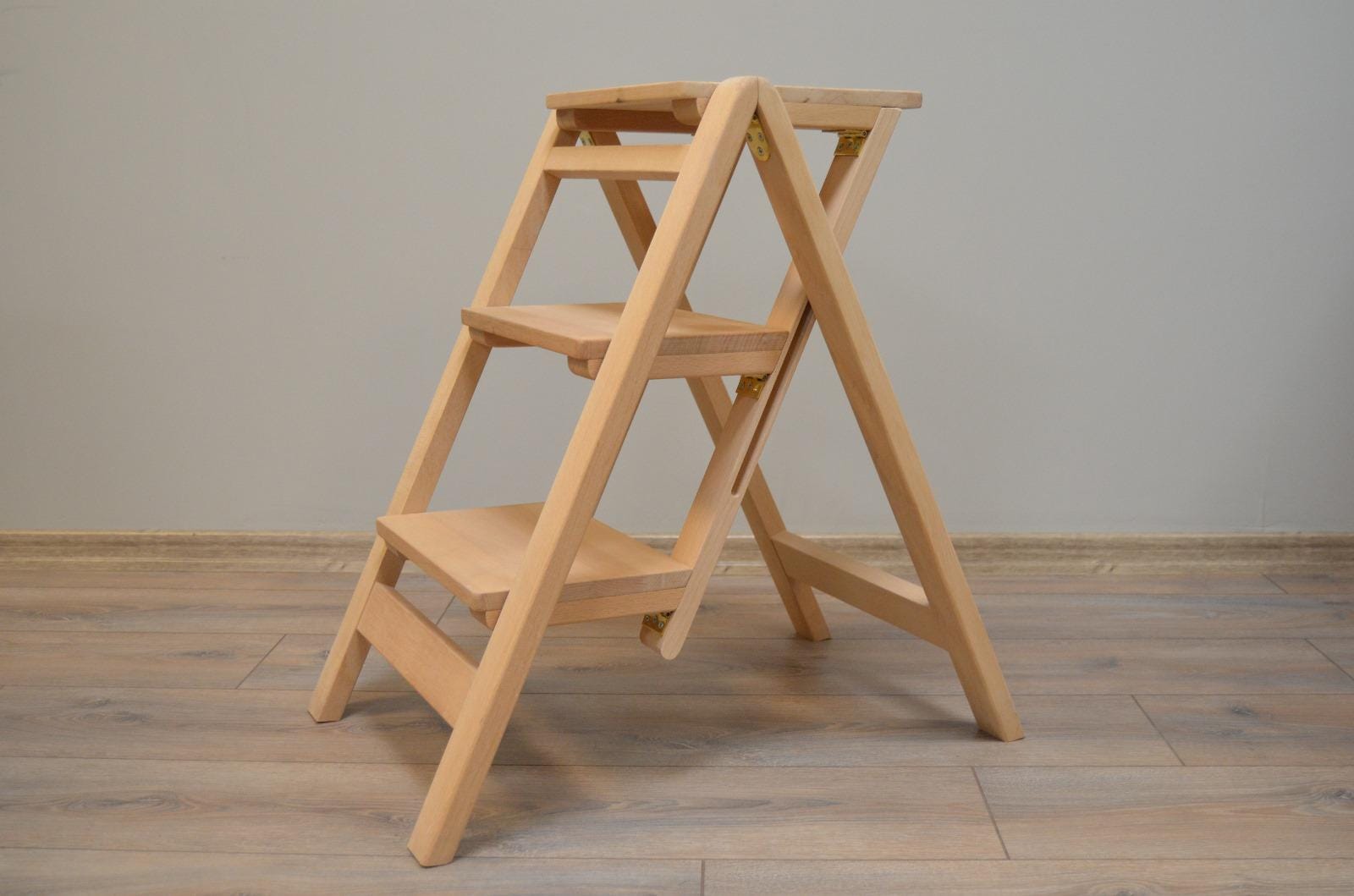Step Stool, Kitchen Stool, Library Ladder, Handmade Stool, Foldable ...